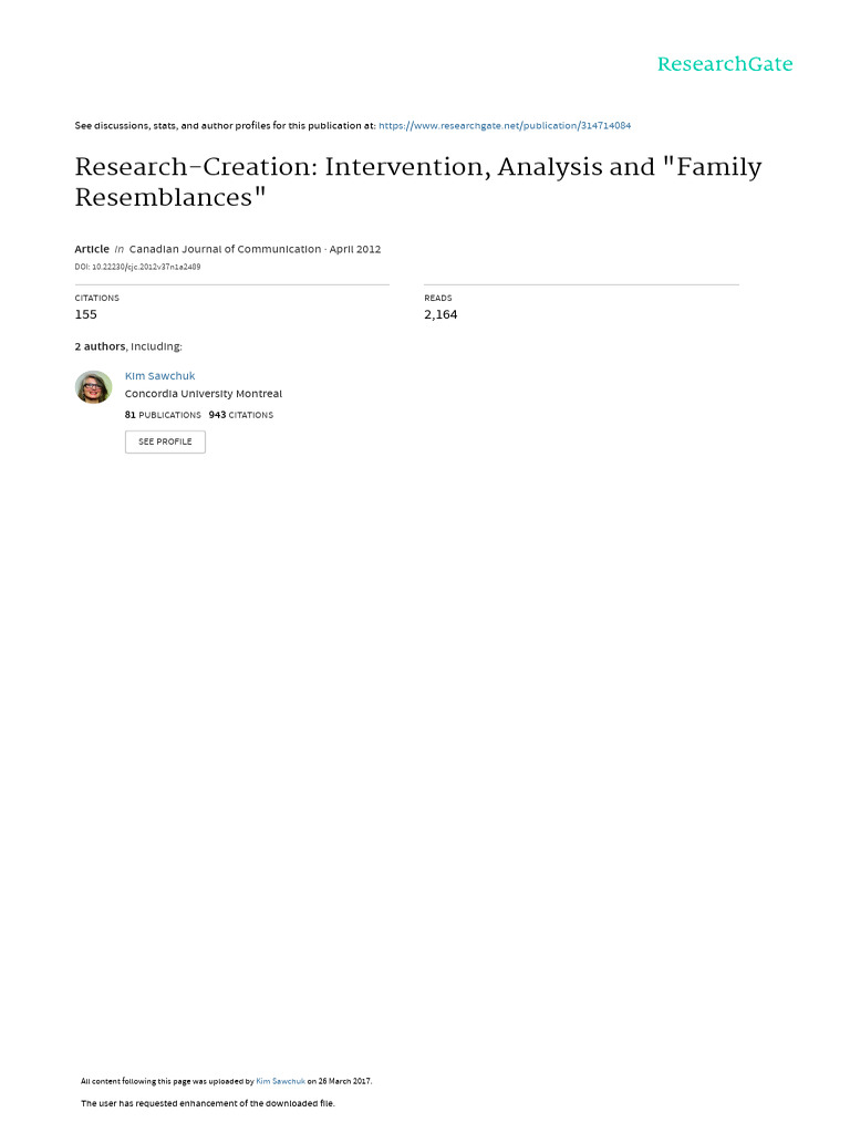 Research-Creation Intervention Analysis and Family | PDF