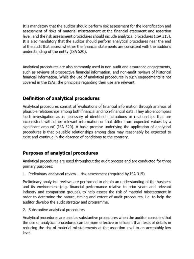 1.analytical Procedures | PDF | Financial Audit | Audit