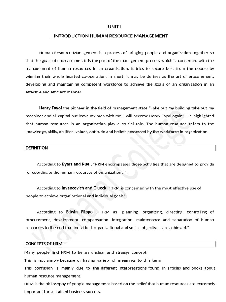 UNIT 1 HRM | PDF