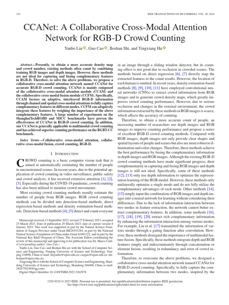 CCANet A Collaborative Cross-Modal Attention Network For RGB-D Crowd ... CCANet A Collaborative Cross-Modal Attention Network For RGB-D Crowd ...