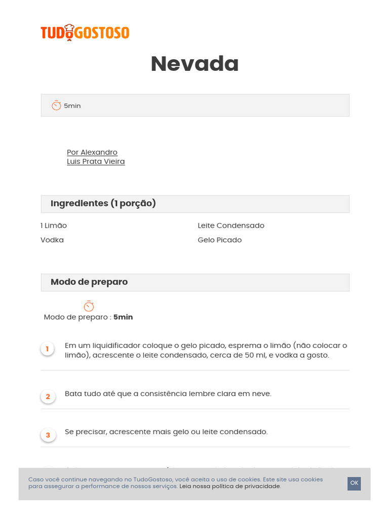 Receita de Nevada | PDF
