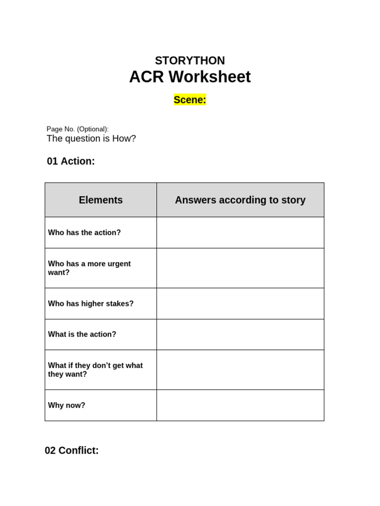 Storython - ACR Sheet | PDF