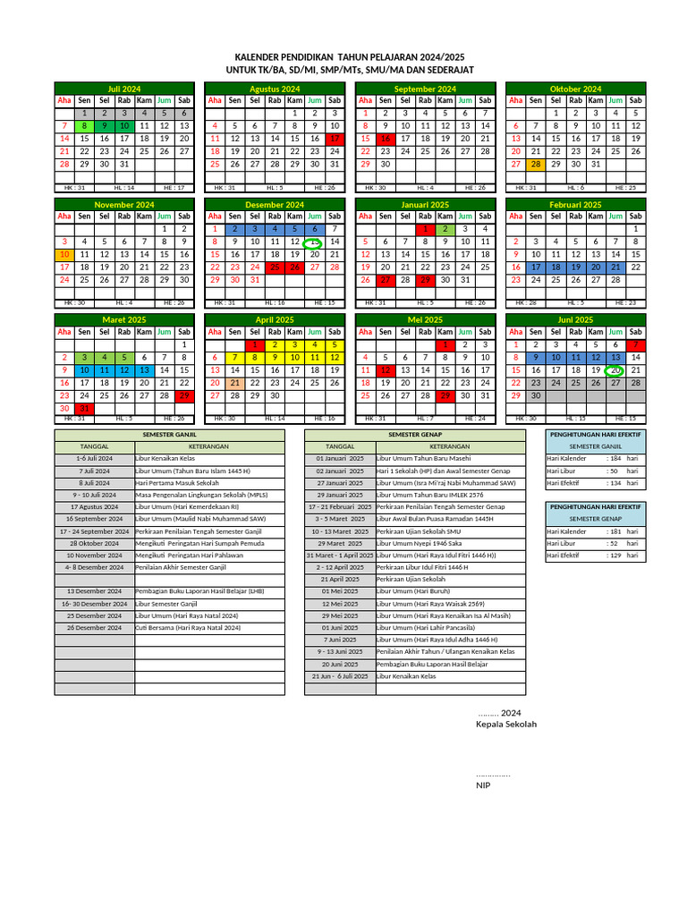 Kalender Pendidikan Umum 2024-2025 | PDF