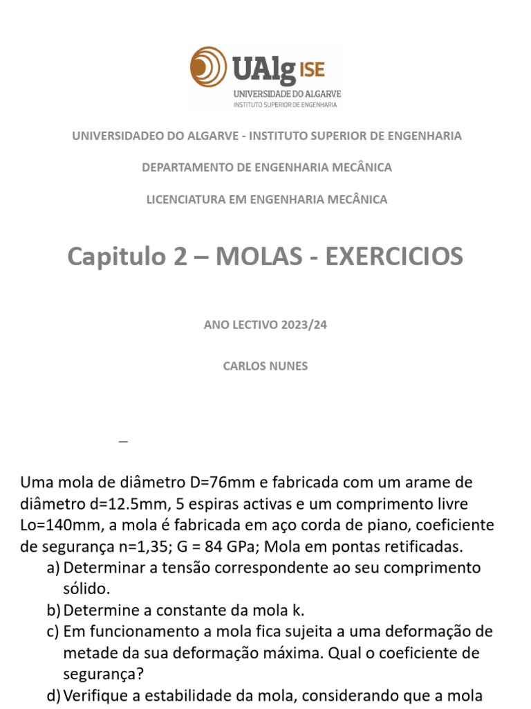 Exercicios de Molas 2023 - 24 | PDF