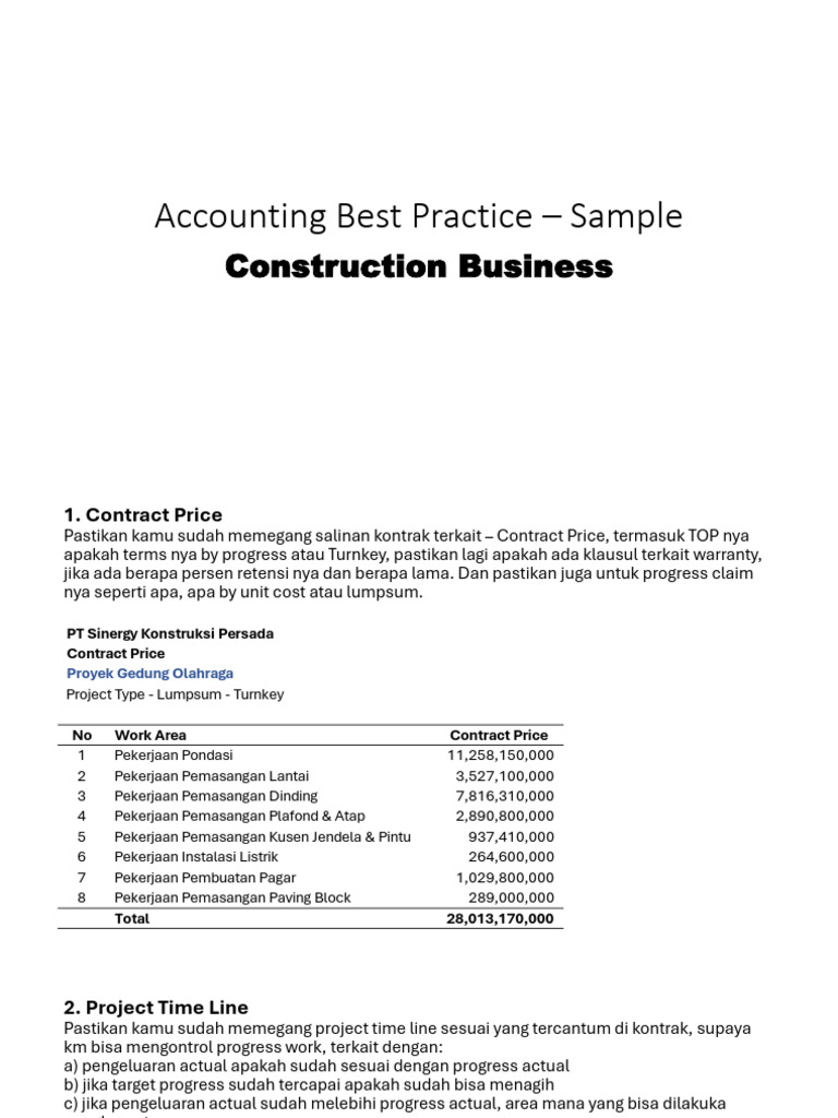 Accounting Best Practice - Sample Construction Business | PDF