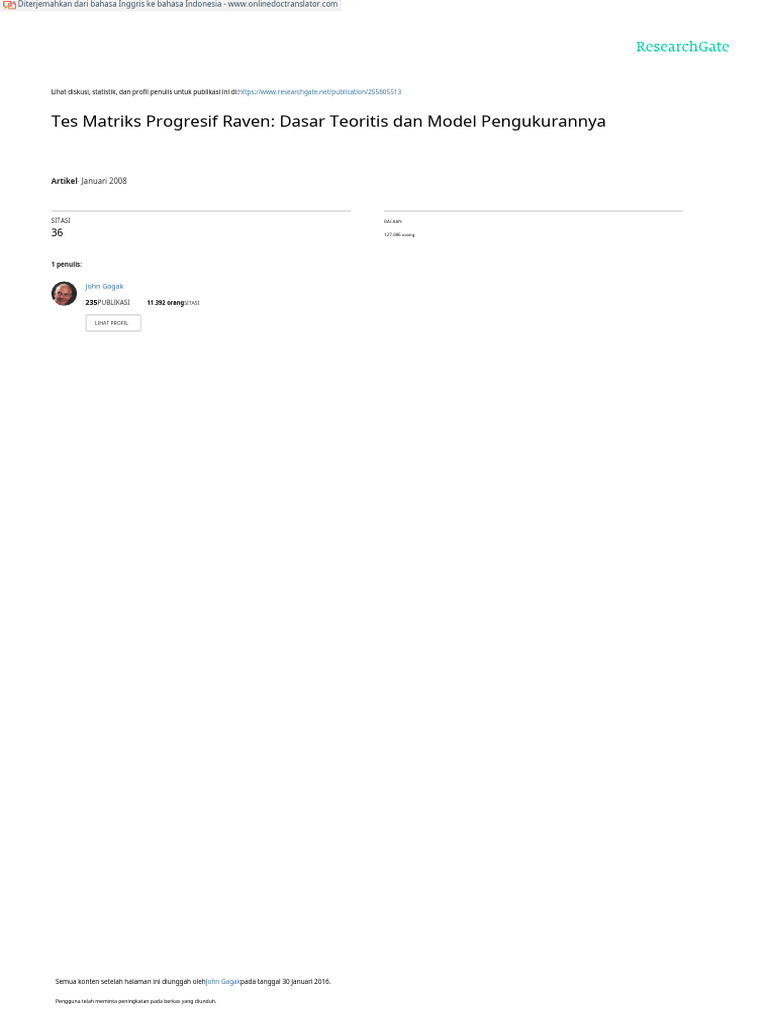 The Raven Progressive Matrices Tests Their Theoret - En.id | PDF