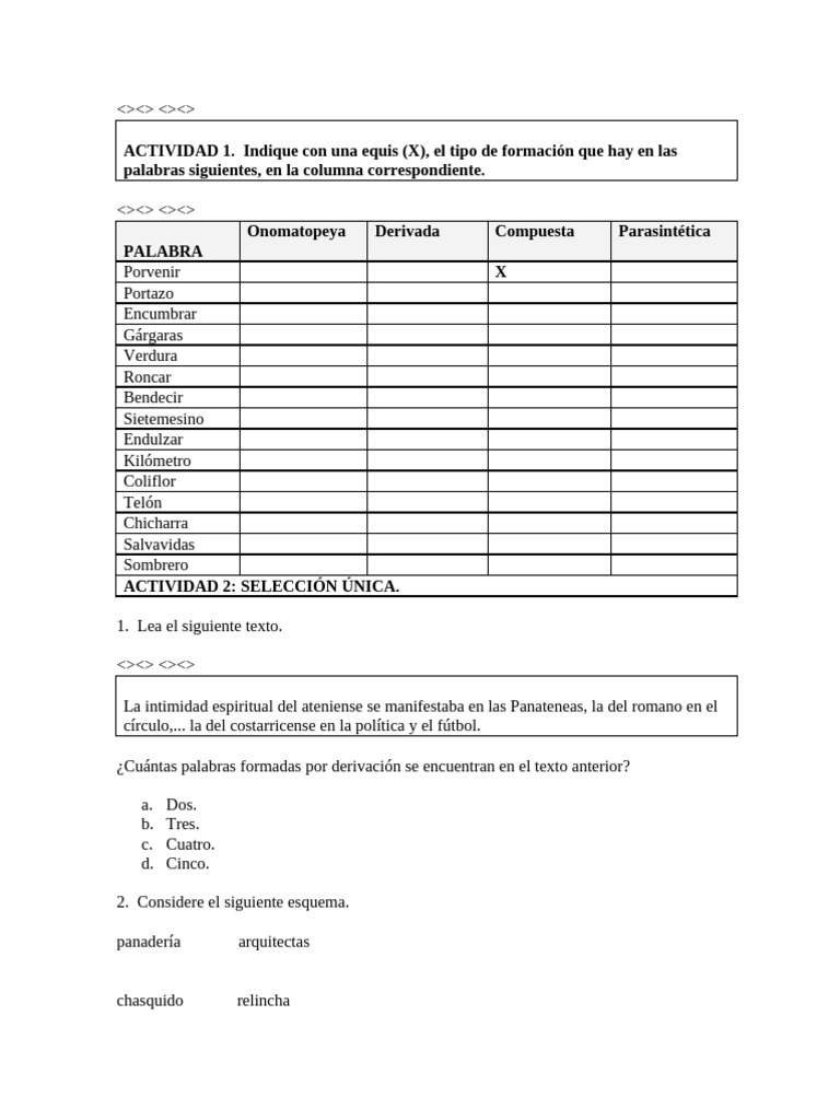 Práctica de Formación de Palabras 1 | PDF