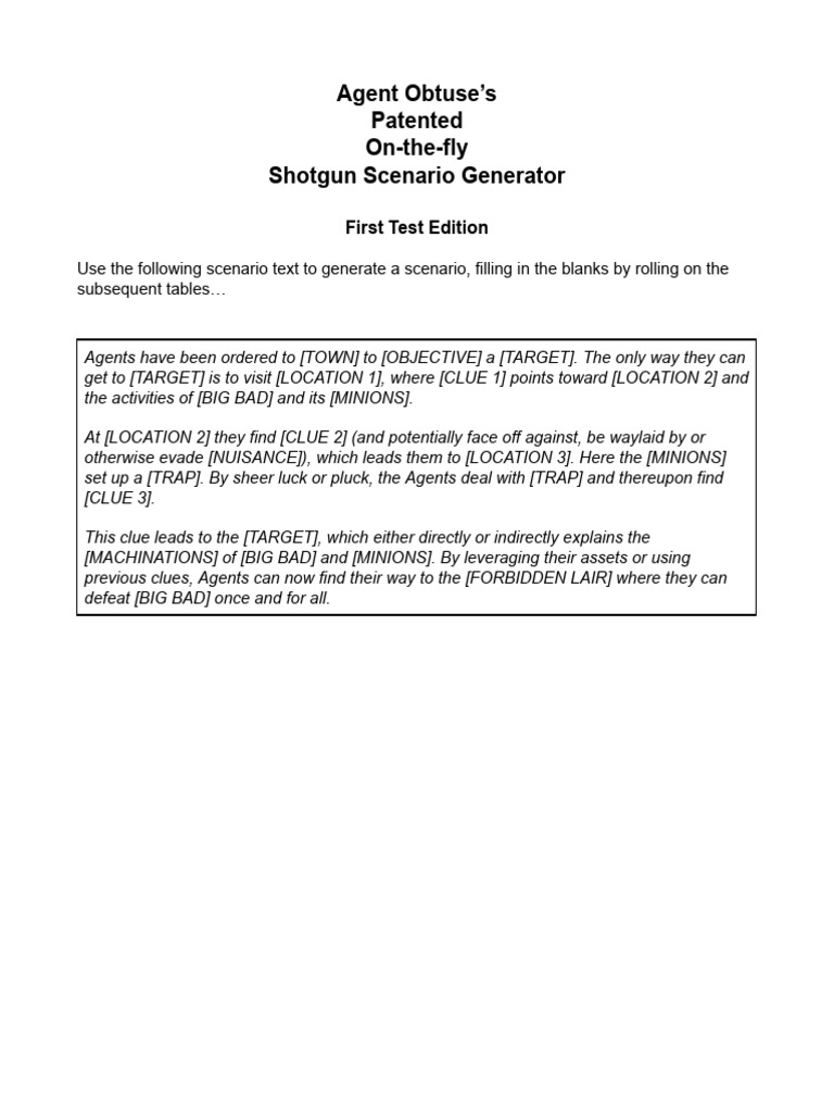 Delta Green RPG - Shotgun Scenario Generator | PDF