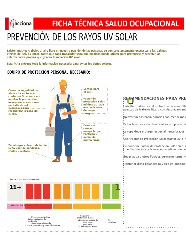 Ficha Técnica de Prevencion-De-Los-Rayos-Uv-Solar | PDF | Radiación | Ropa