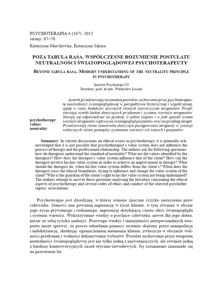 Etyka Marchewka - Sikora - Poza - Tabula - Rasa - 2013 | PDF