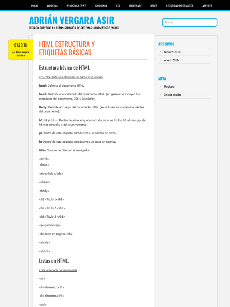 Guía Básica de Estructura HTML | PDF | HTML | Hipervínculo