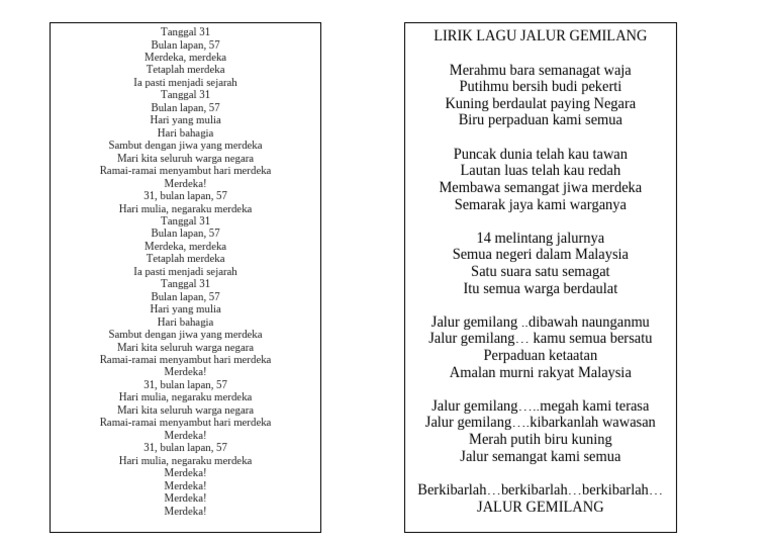 Lirik Lagu Merdeka | PDF