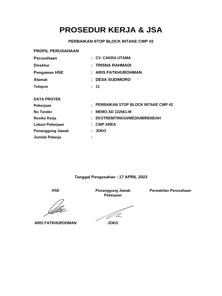 HSE PLAN CWP Fix | PDF
