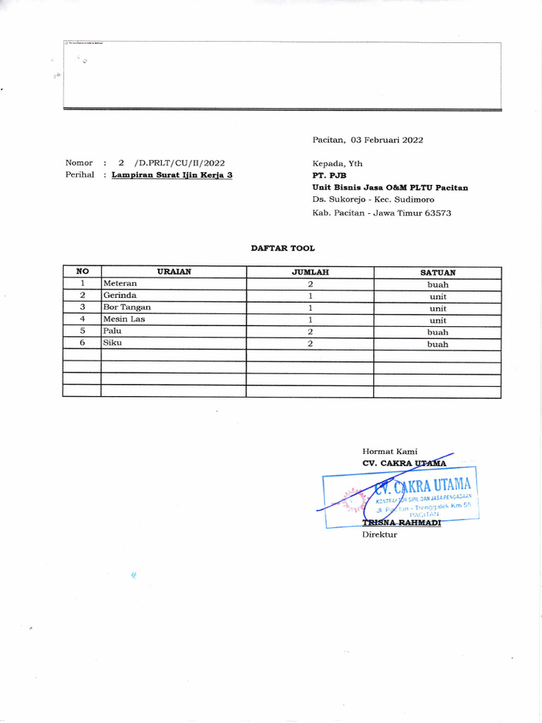 DAFTAR TOOL_20220311_0001 | PDF