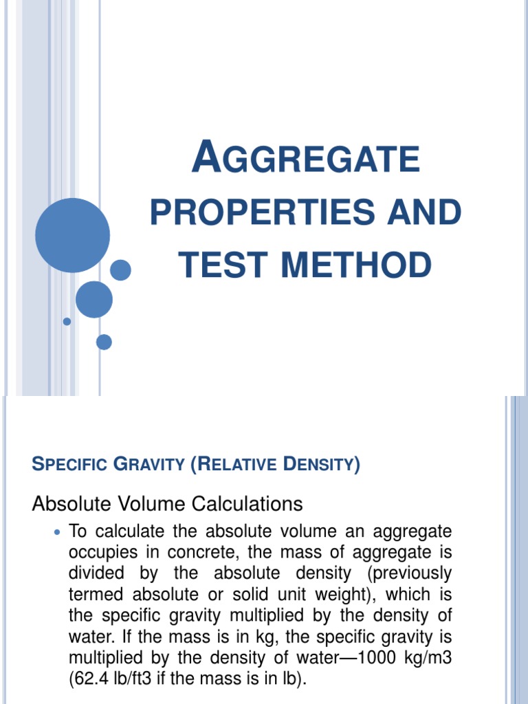 Aggregates Properties and Test Method 2 | PDF | Concrete | Construction ...