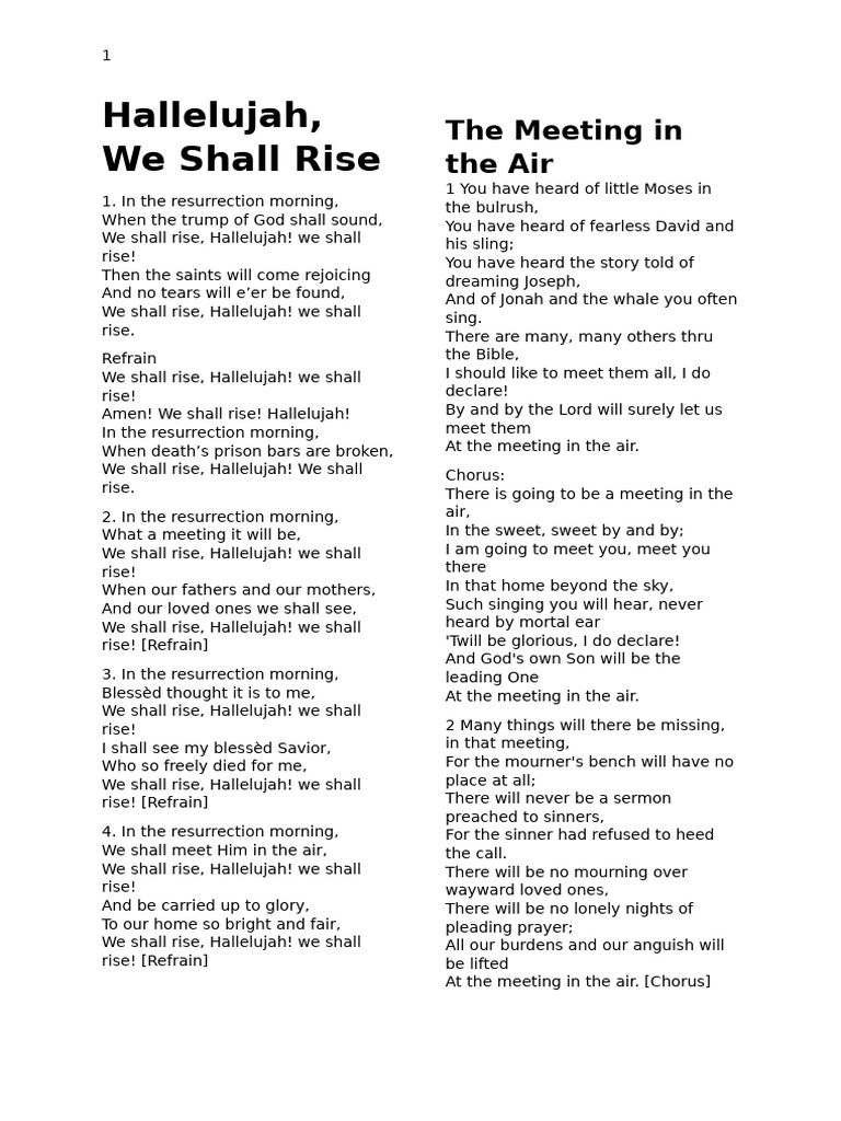 Hallelujah We Shall Rise | PDF | Refrain | Foreign Language Studies