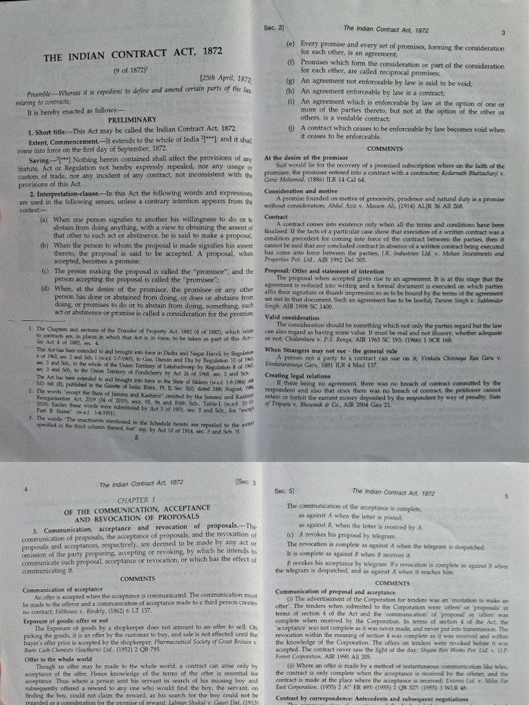Indian Contract Act Overview | PDF | Contract Law | Private Law