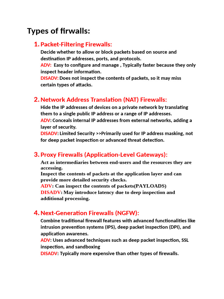 Types of Firwalls | PDF