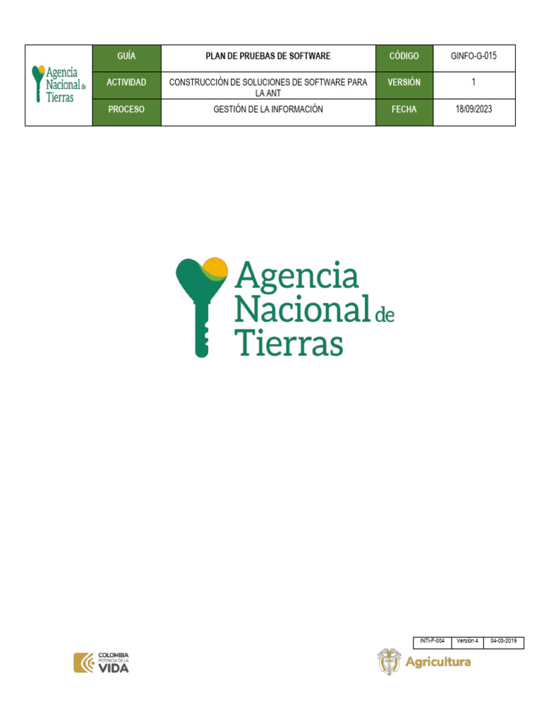 Ginfo G 015 Plan de Pruebas de Software V1 1 | PDF