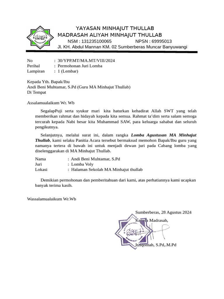 Undangan Lomba Juri | PDF