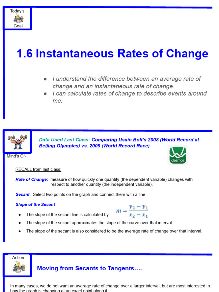 1.6 Instantaneous Rates of Change | PDF