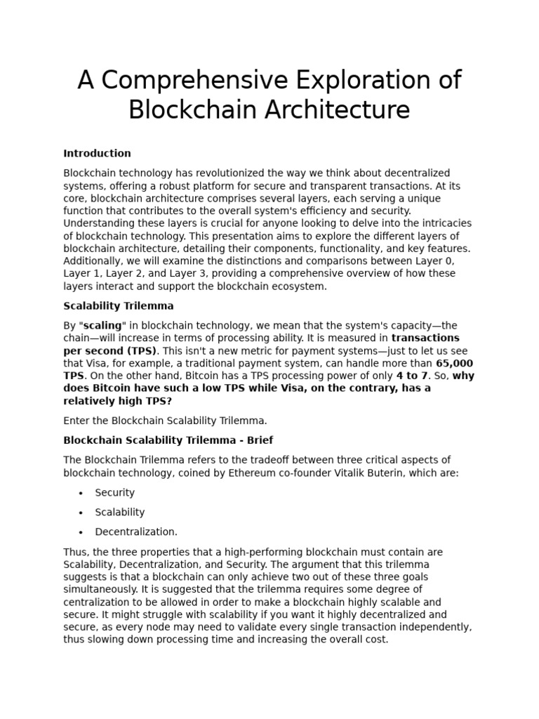 A Comprehensive Exploration of Blockchain Architecture | PDF | Computer ...
