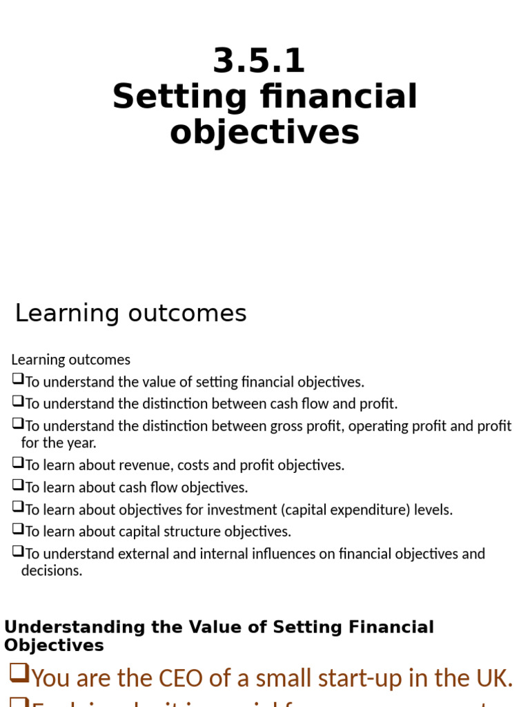 3.5.1 Setting Financial Objectives | PDF