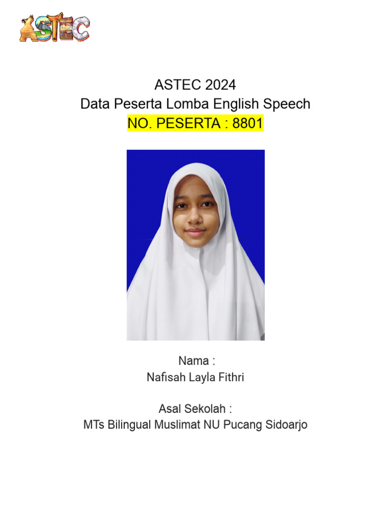 Nomor Peserta Engspeech ASTEC 2024 | PDF
