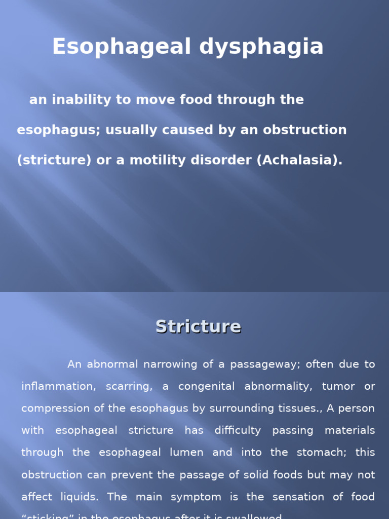 Esophageal Dysphagia | PDF