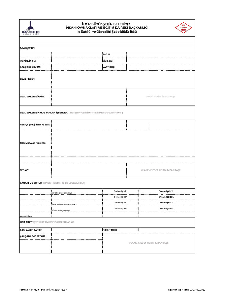 F-IS-07 Hasta SVK Form.v2 | PDF