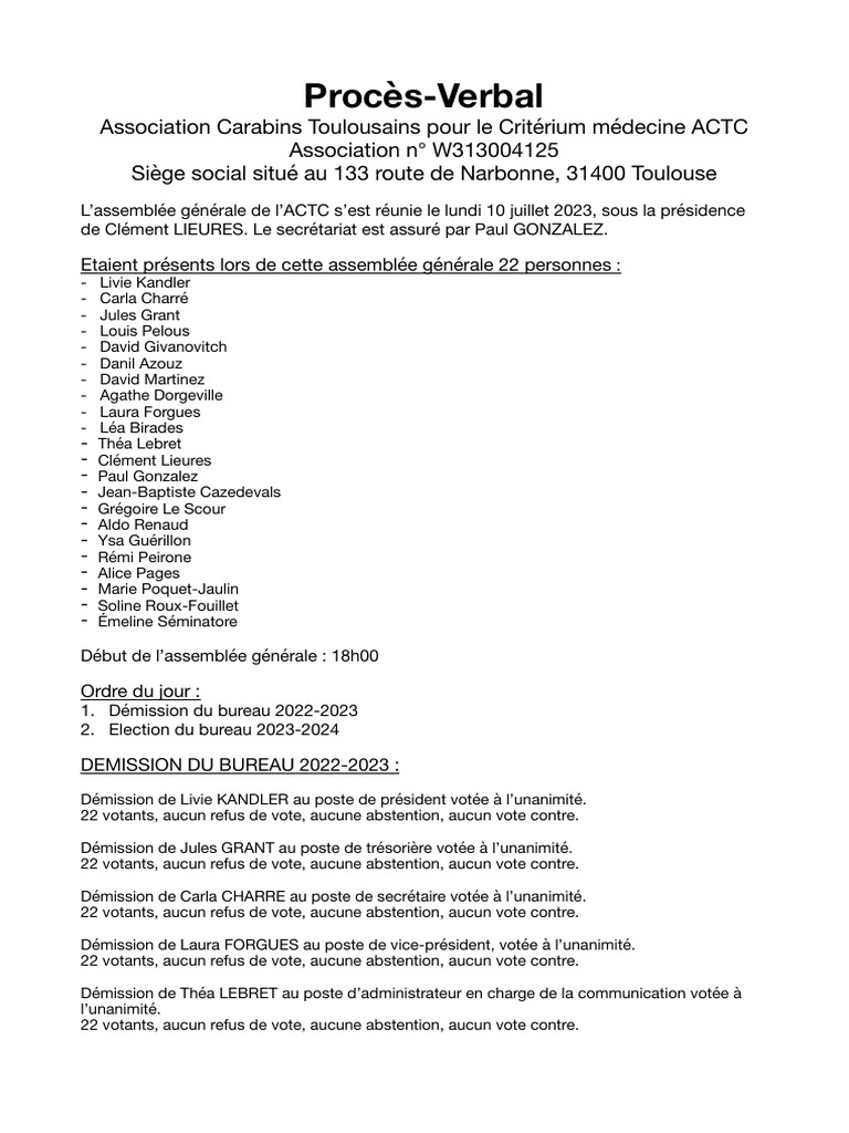 PV Actc 2023-2024 | PDF