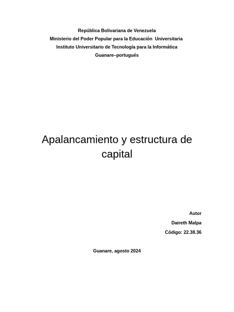 Apalancamiento y Estructura de Capital | PDF