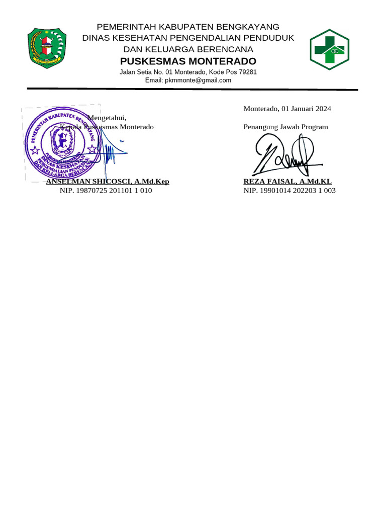 KOP TTD CAP - Puskesmas Monterado | PDF