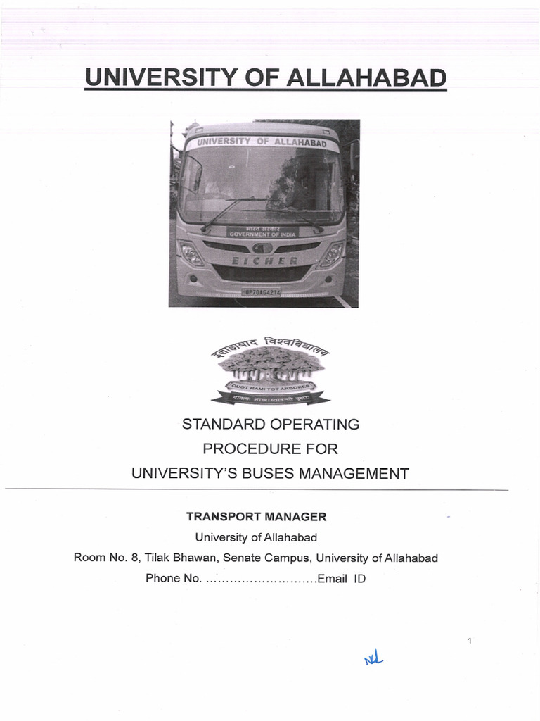Standard Operating Procedure For Universitys Buses Management | PDF