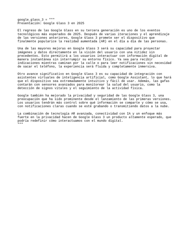 Presentación Google Glass 3 en 2025 | PDF