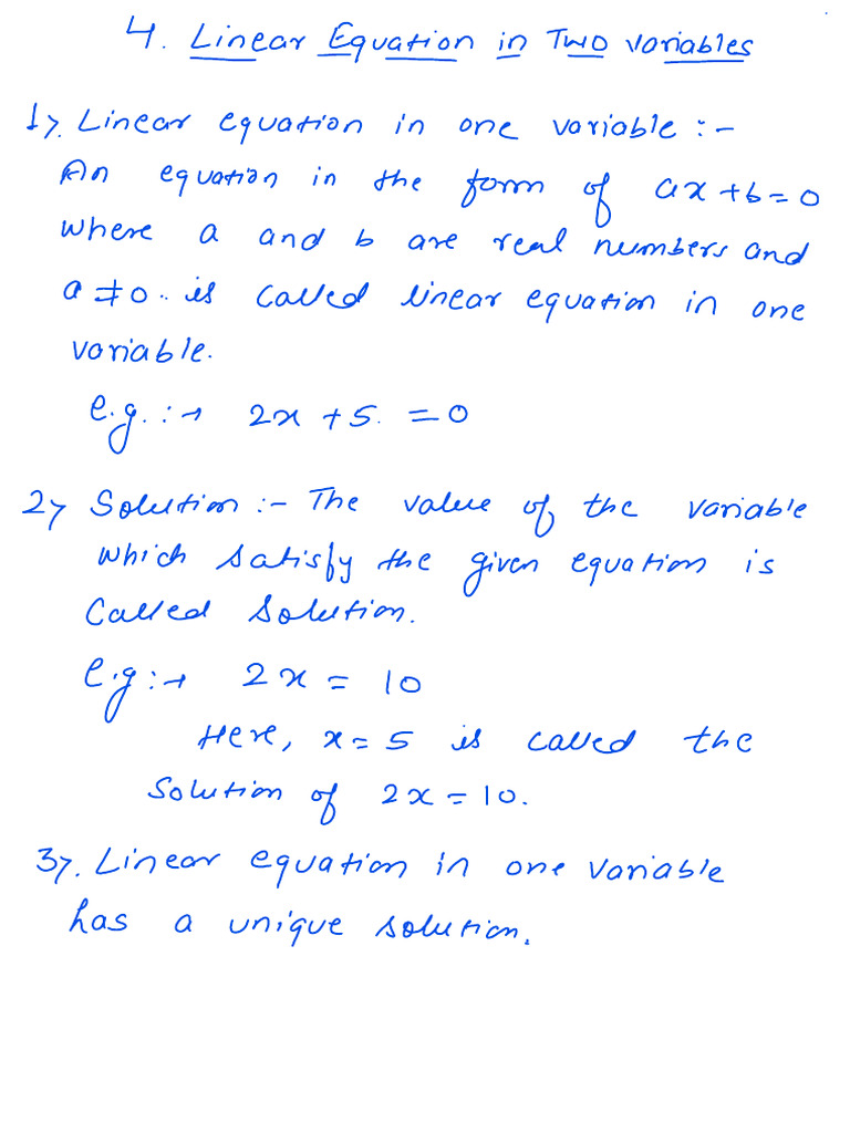 Linear Equation Pdf 1 Pdf