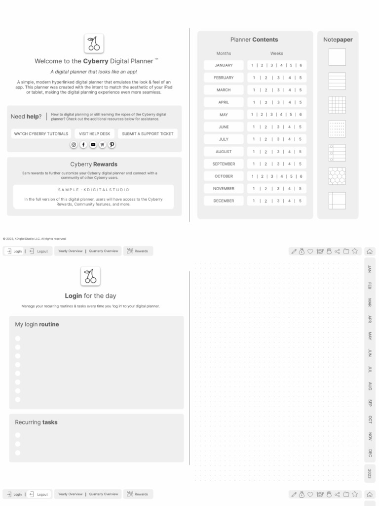 Cyberry Jan 2022 Monday (GoodNotes Sample) | PDF