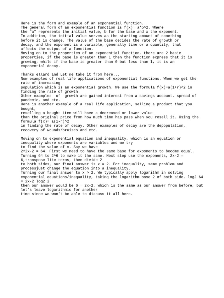 Math Exponential Function | PDF