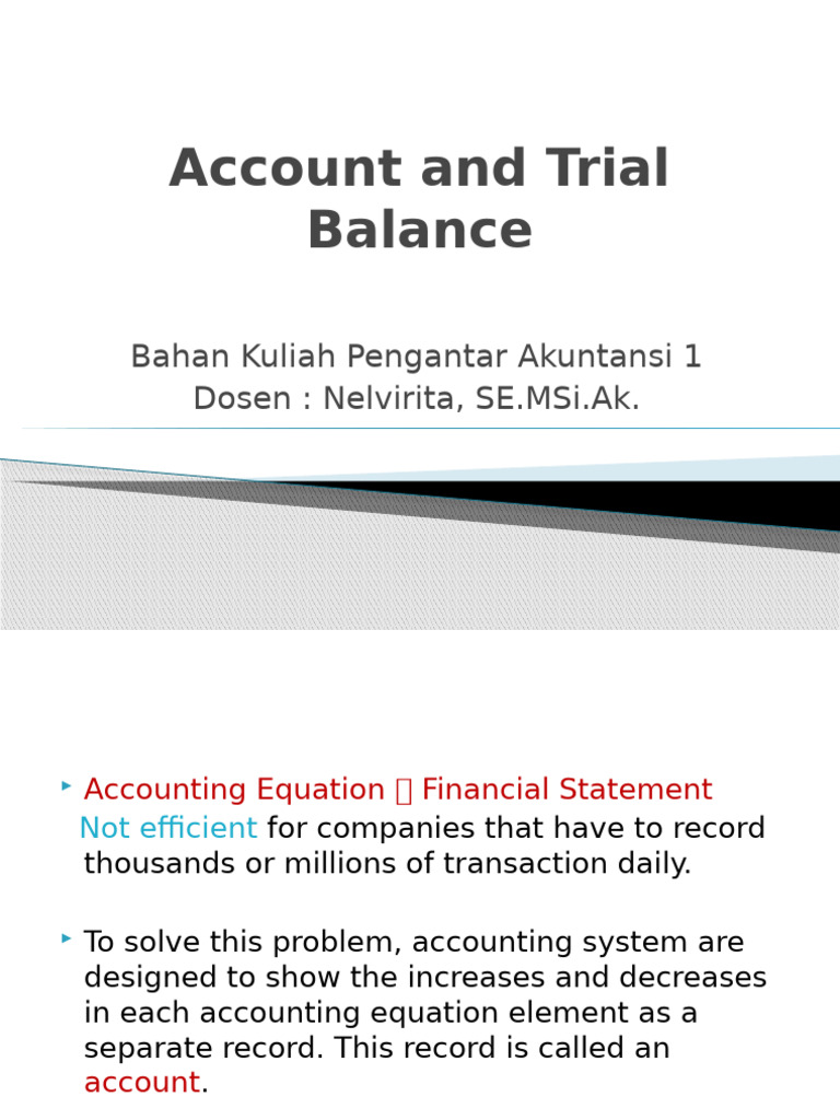 2 Account and Trial Balance | PDF