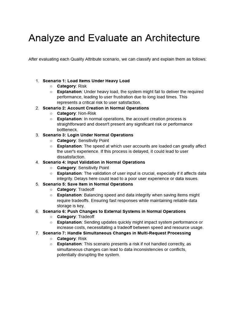 Analyze and Evaluate an Architecture | PDF