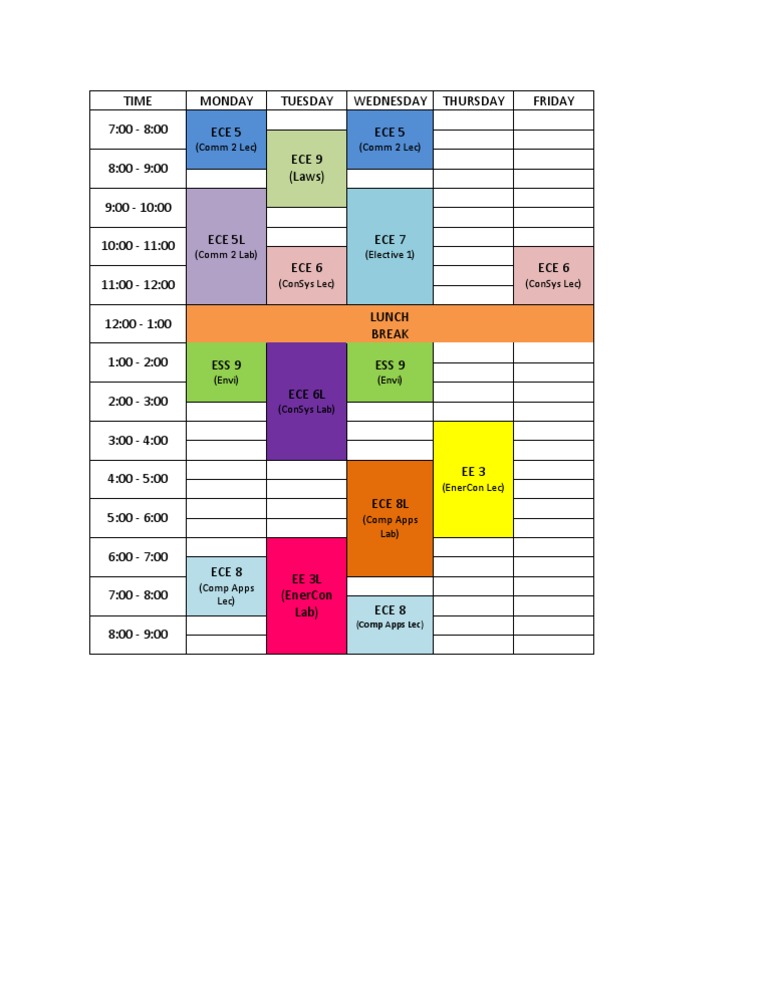 Weekly ECE Class Schedule | PDF