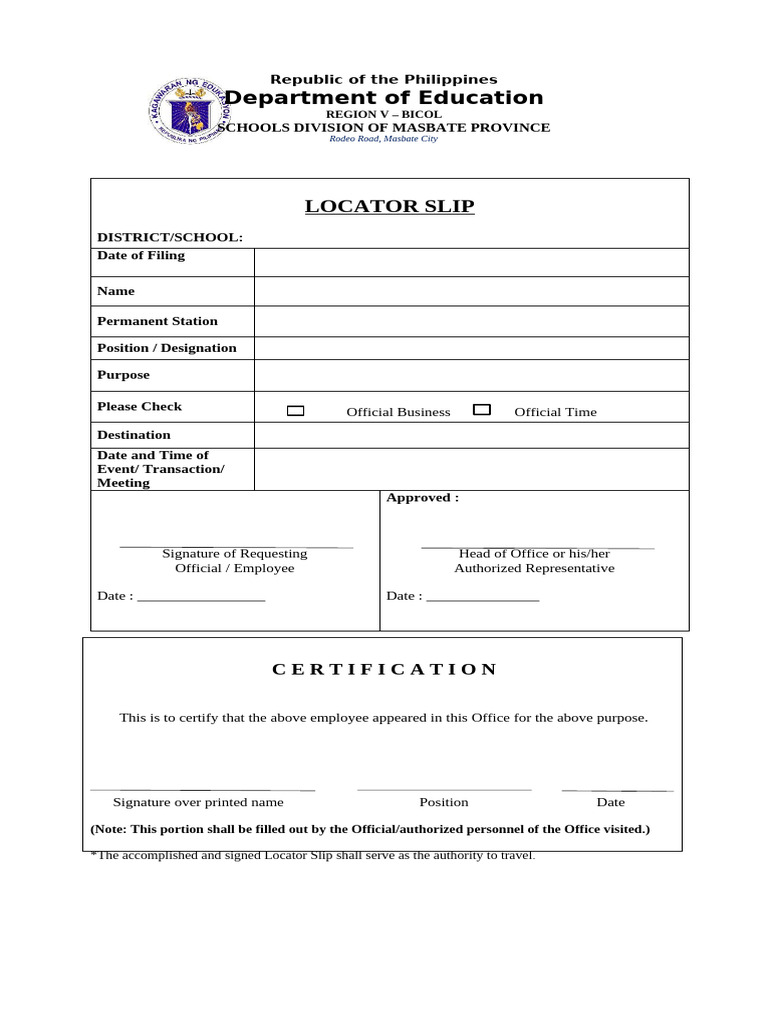 Locator Slip | PDF
