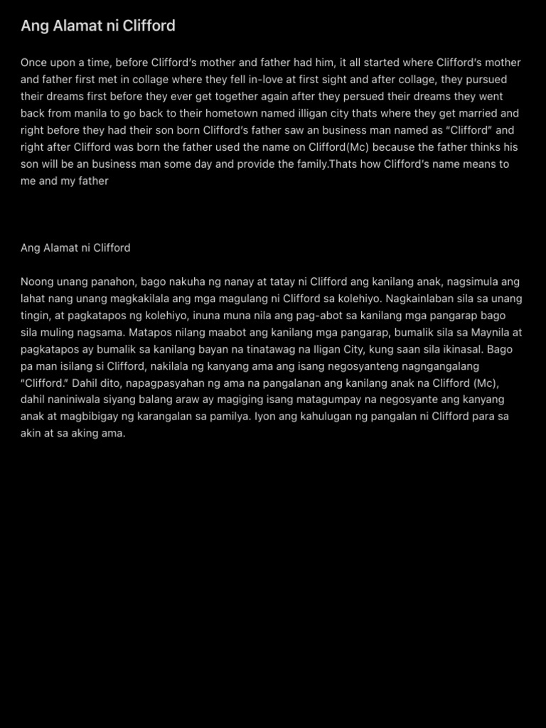 Ang Alamat Ni Clifford | PDF