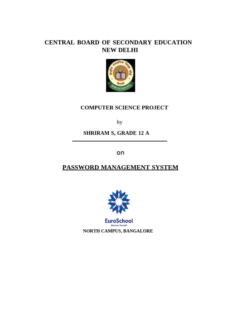 Cs Project Grade 12 (Shriram S) | PDF