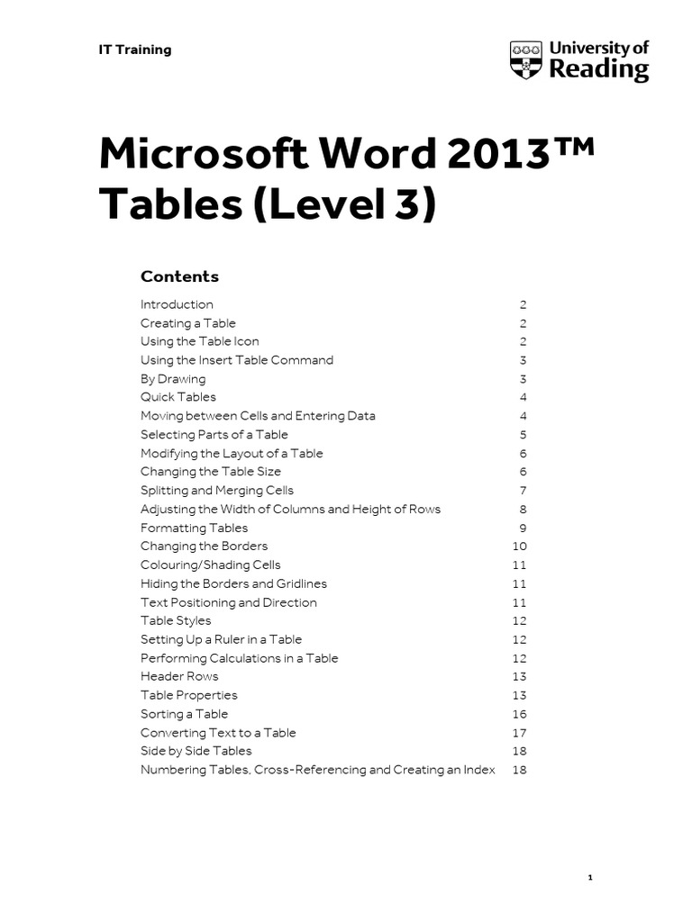 Winword 2013 Tables (Level3) | PDF