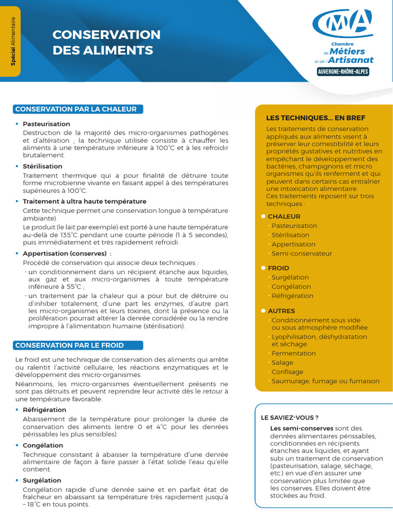 Procédés de Conservation Des Aliments | PDF