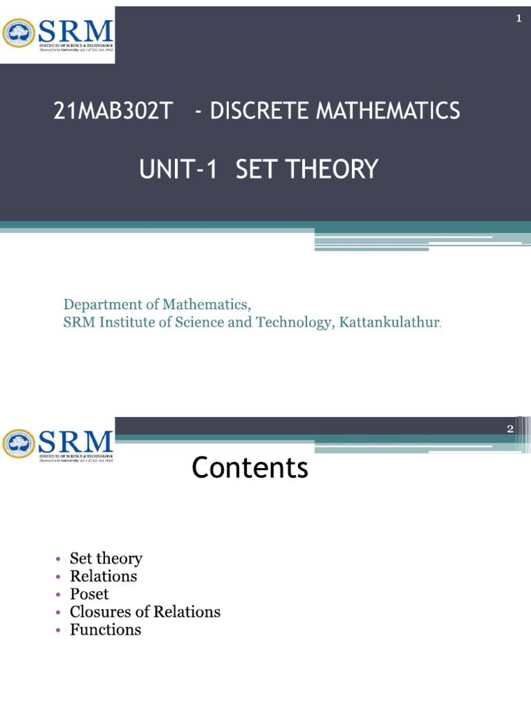 DM Unit 1 Set Theory | PDF
