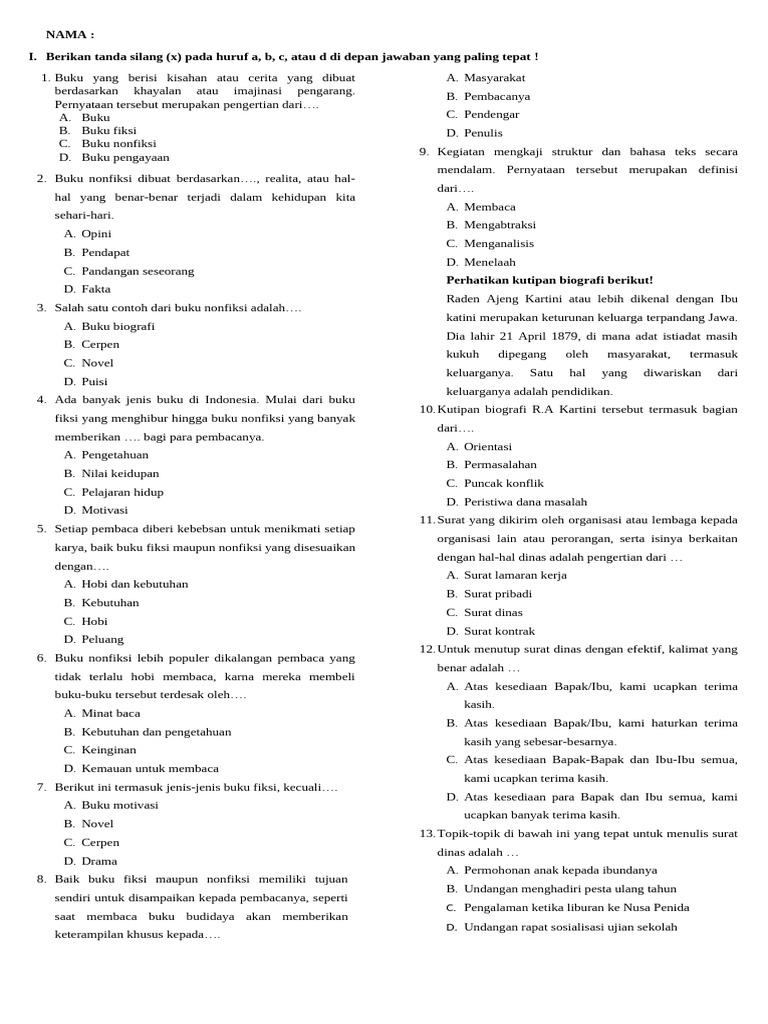 Latihan Soal Kelas 7 | PDF