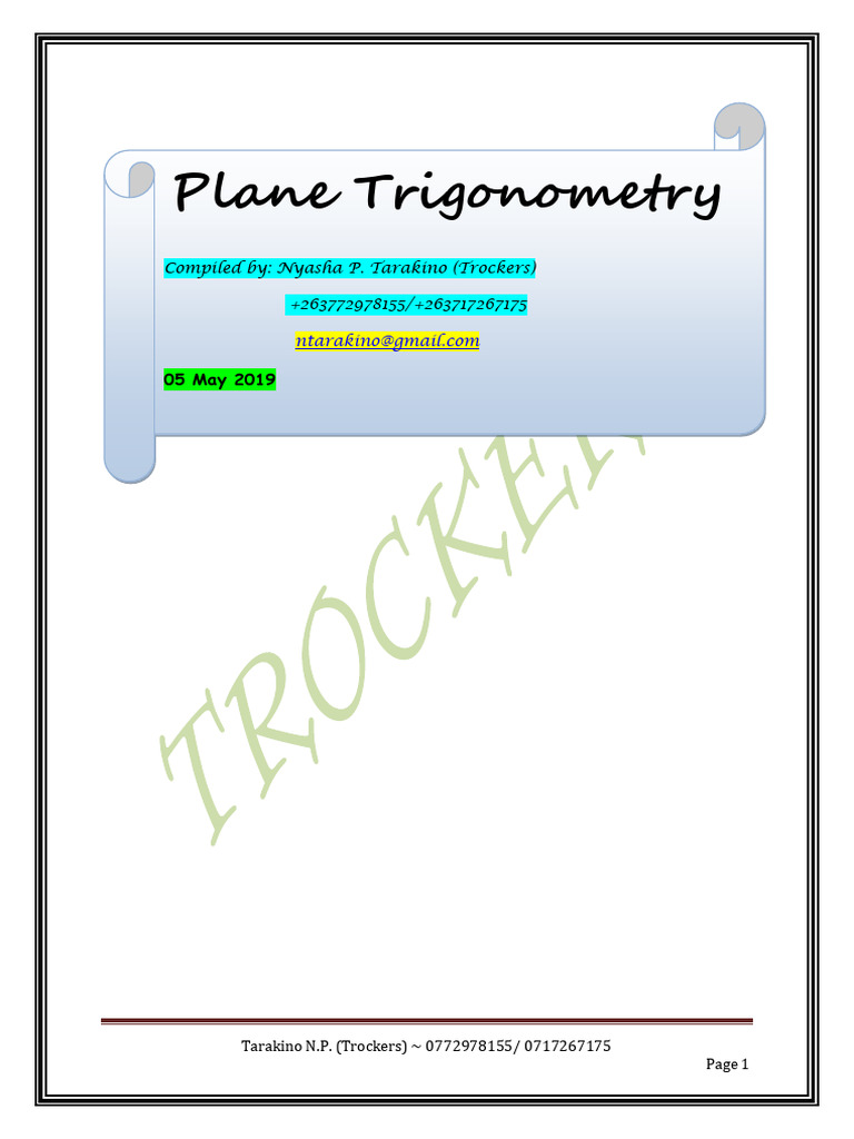 Plane Trigonometry - by Trockers | PDF