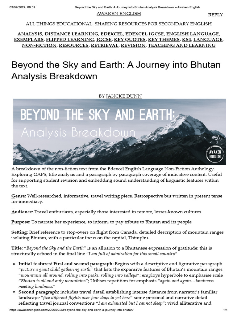 Beyond The Sky and The Earth - A Journey Into Buhtan | PDF